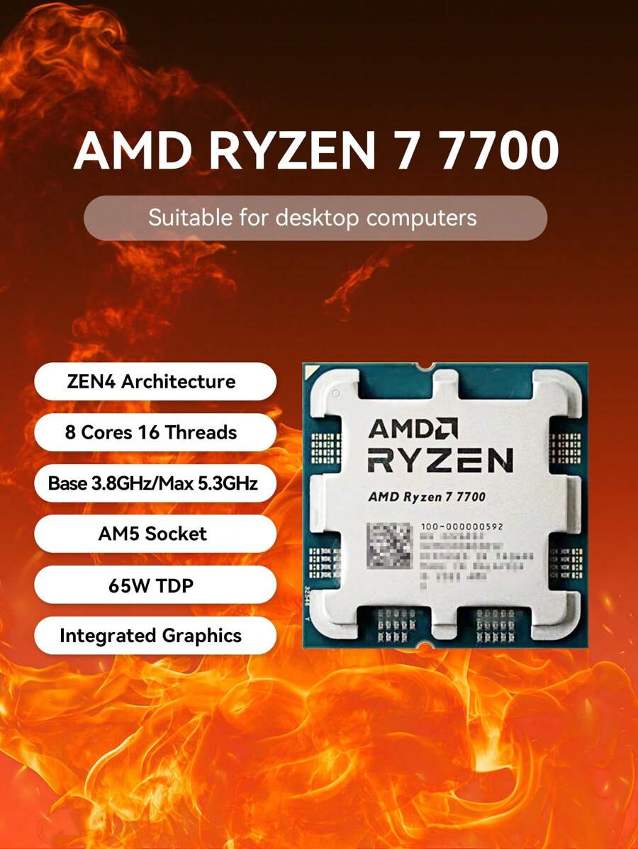 AMD Ryzen 7 7700 3.8GHz Base Clock 8-Core 16-Thread Desktop Processor ...