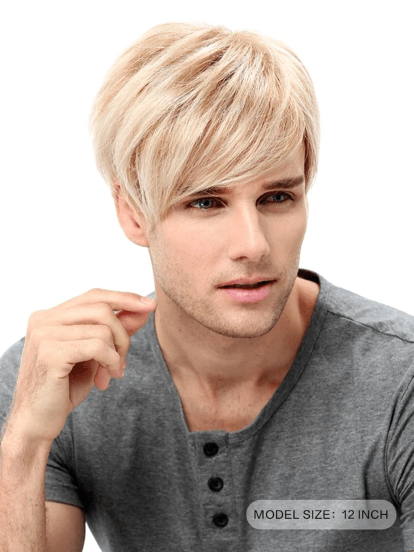 12inch Men Wig Short Blonde Golden Straight Handsome Synthetic Hair ...