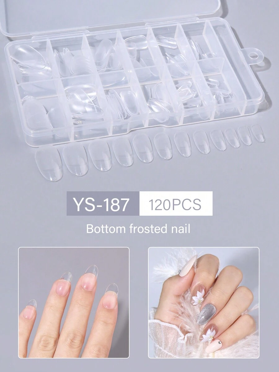 120pcs/Box New Short Oval Clear Matte Wearable False Nail, No Crease ...