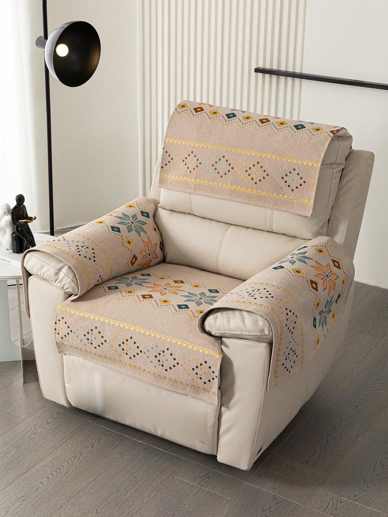 1pc Chenille Flower Pattern Universal Recliner Chair Cushion With ...