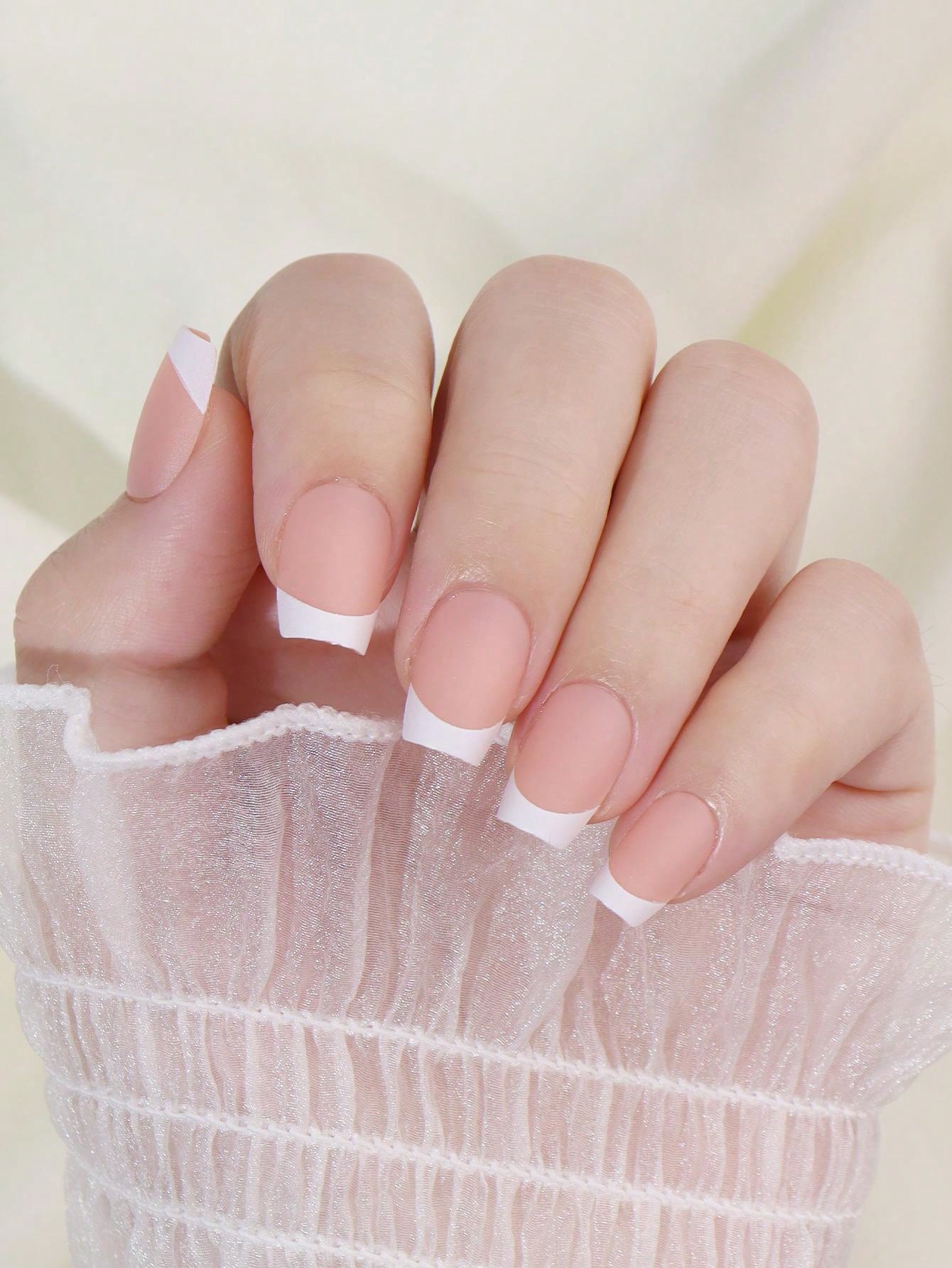 401-359 Extra Short Trapezoid French Style Nail Tips | SHEIN UK