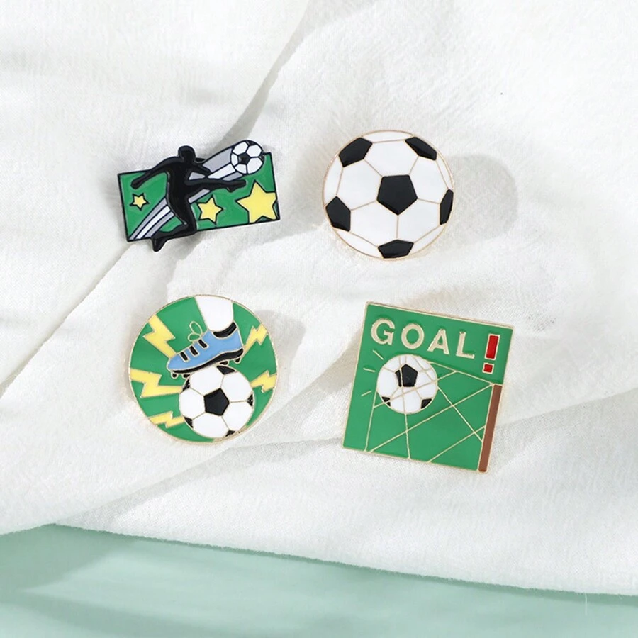 Football Brooch, Sports Themed Badge, Cute Cartoon Goal Scoring Design ...