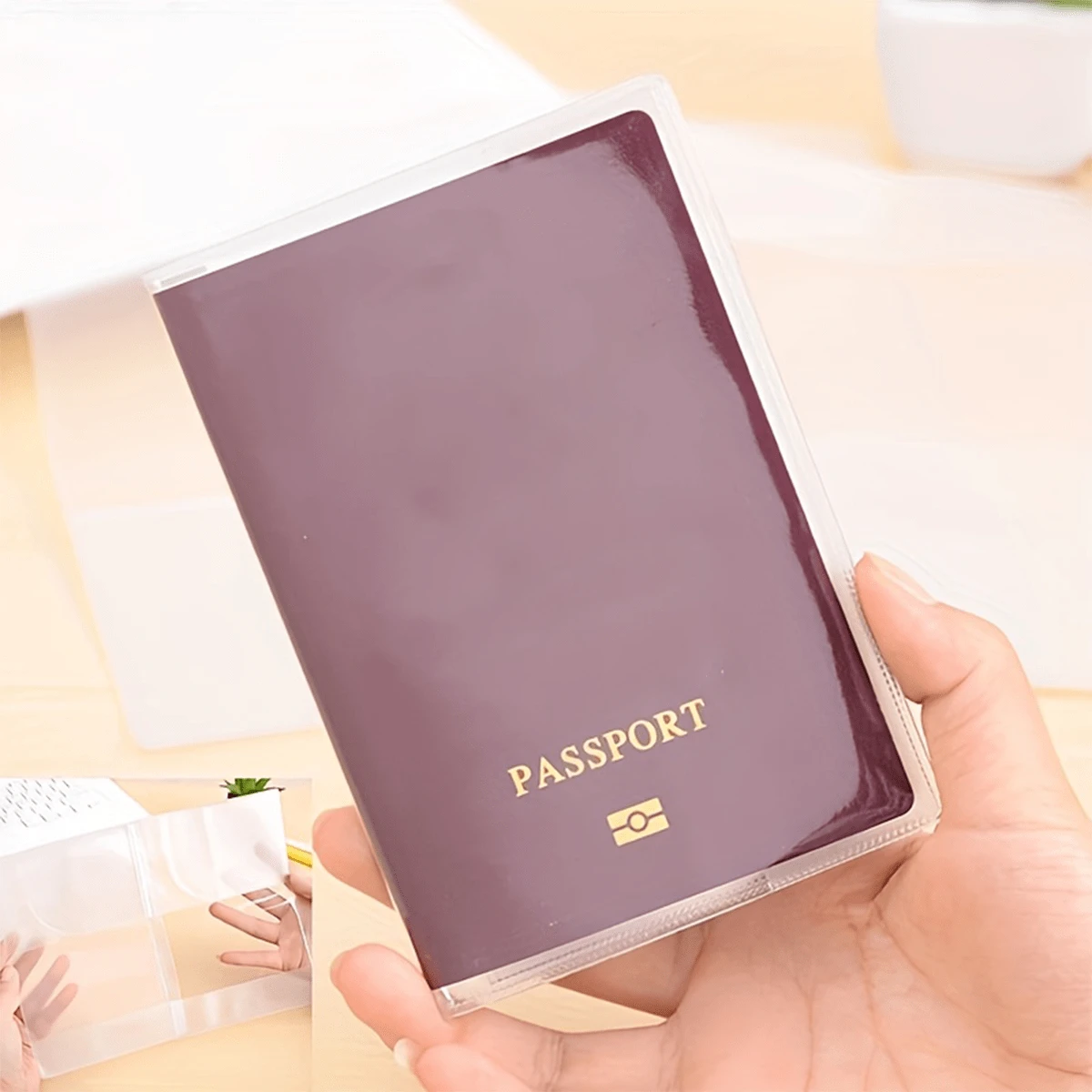 Transparent PVC Passport Protector Travel ID Card Holder Document ...