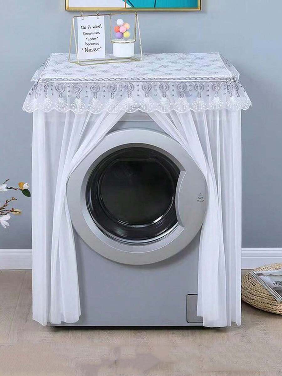 Cape Jasmine - Grey Lace Roller Washing Machine Cover Simple ...