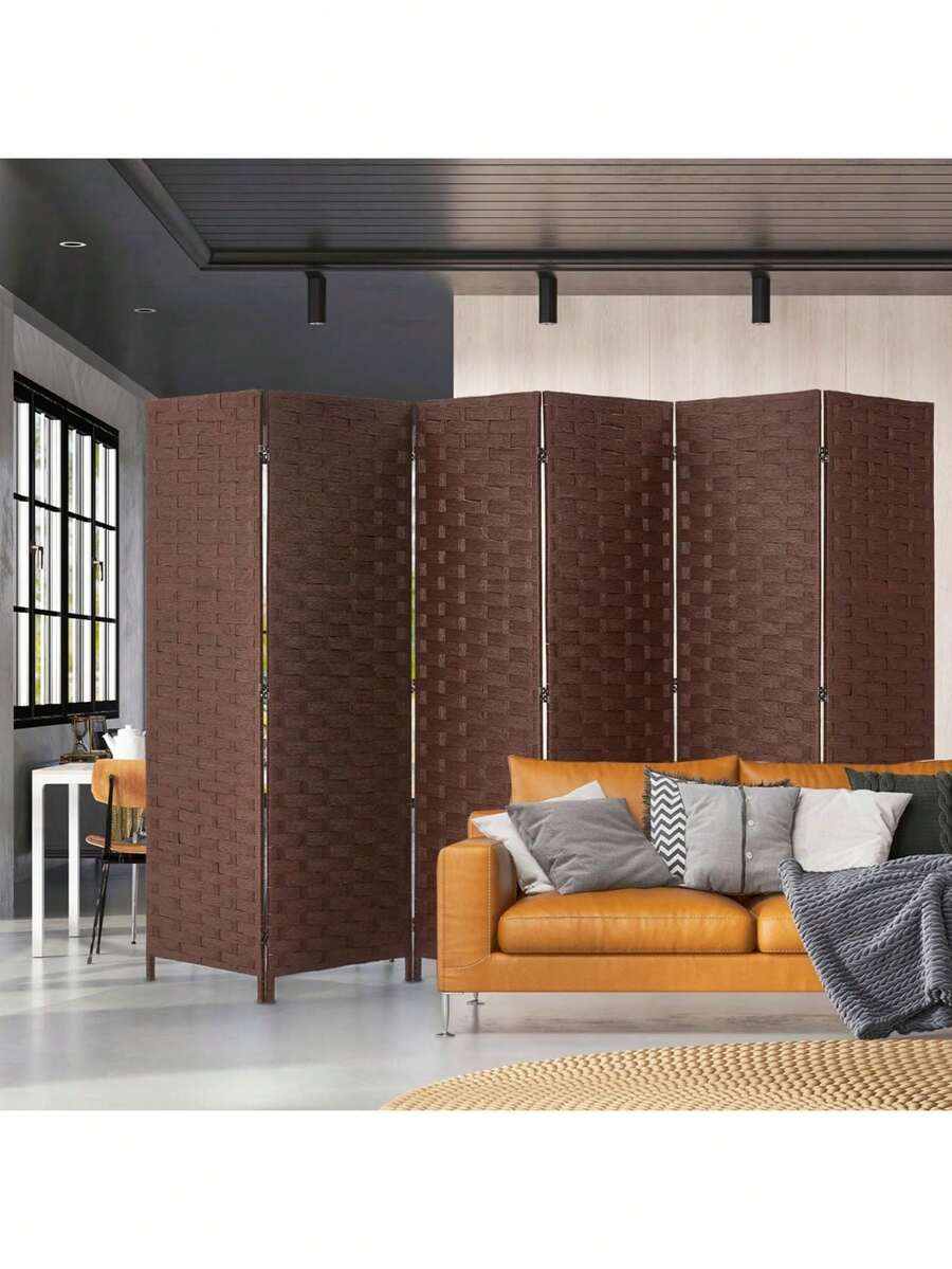 YODECORATIONA 6 Panels Room Divider 6 FT Tall Weave Fiber Room Divider ...