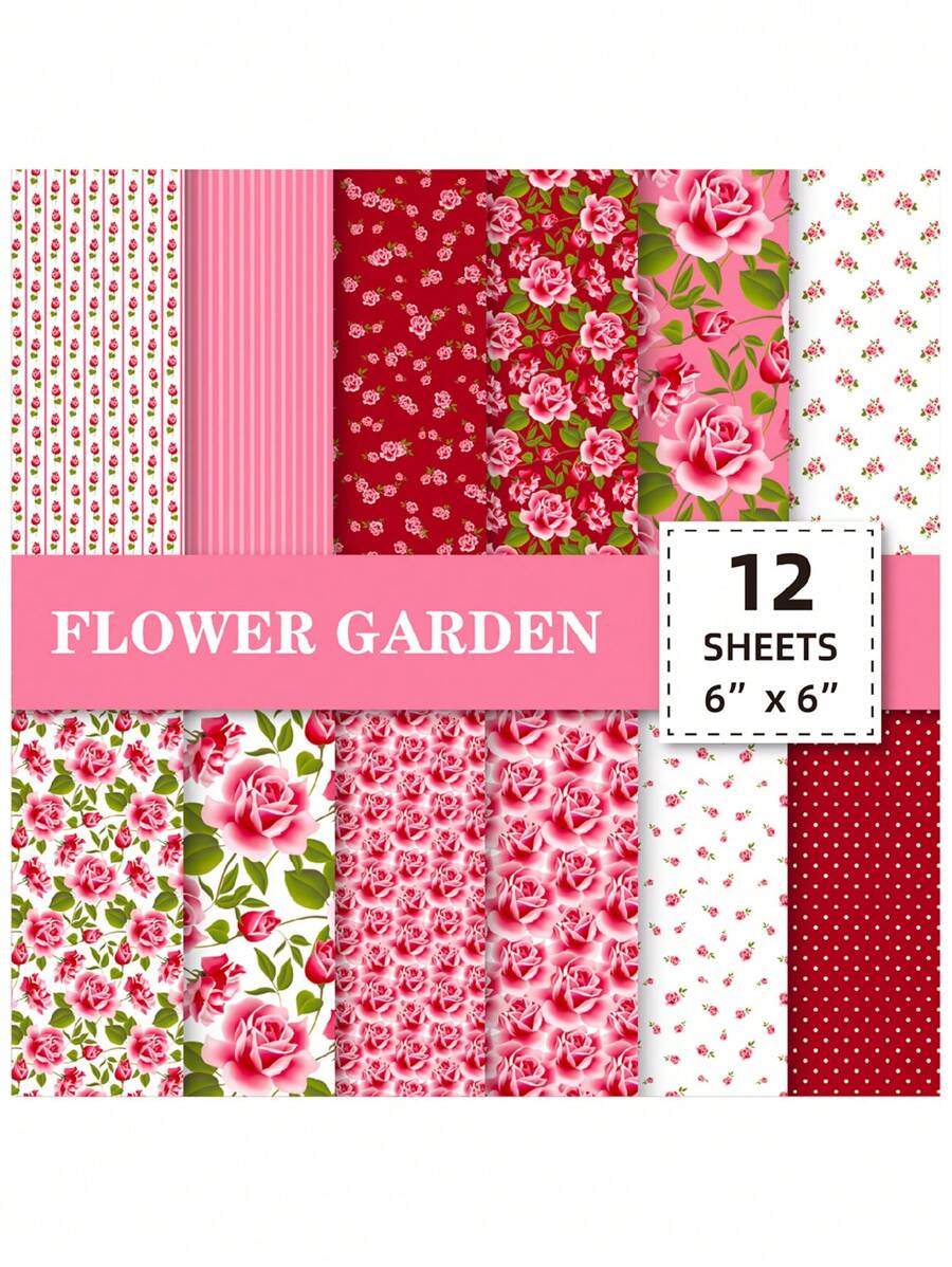12 Sheets Watercolor Floral Scrapbook Paper, Single-Sided Decorative ...