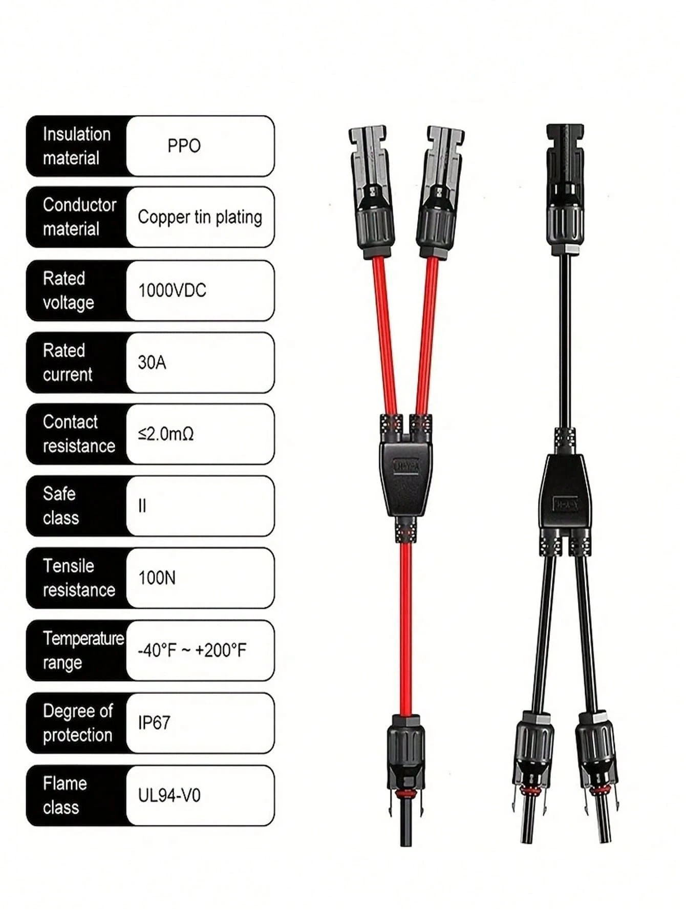 2pcs/1set Solar Panel Connectors Photovoltaic Adapters Y Branch ...