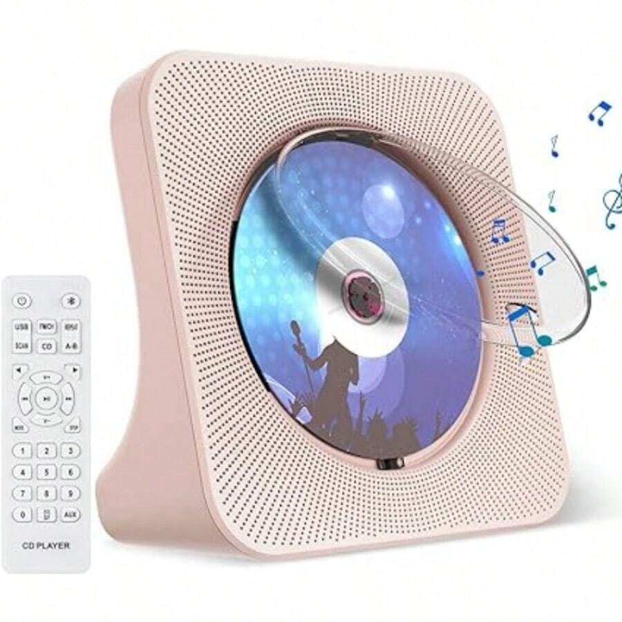 1pc Pink Portable Cd Player With 5.0, Hi-fi Desktop Cd Player With ...