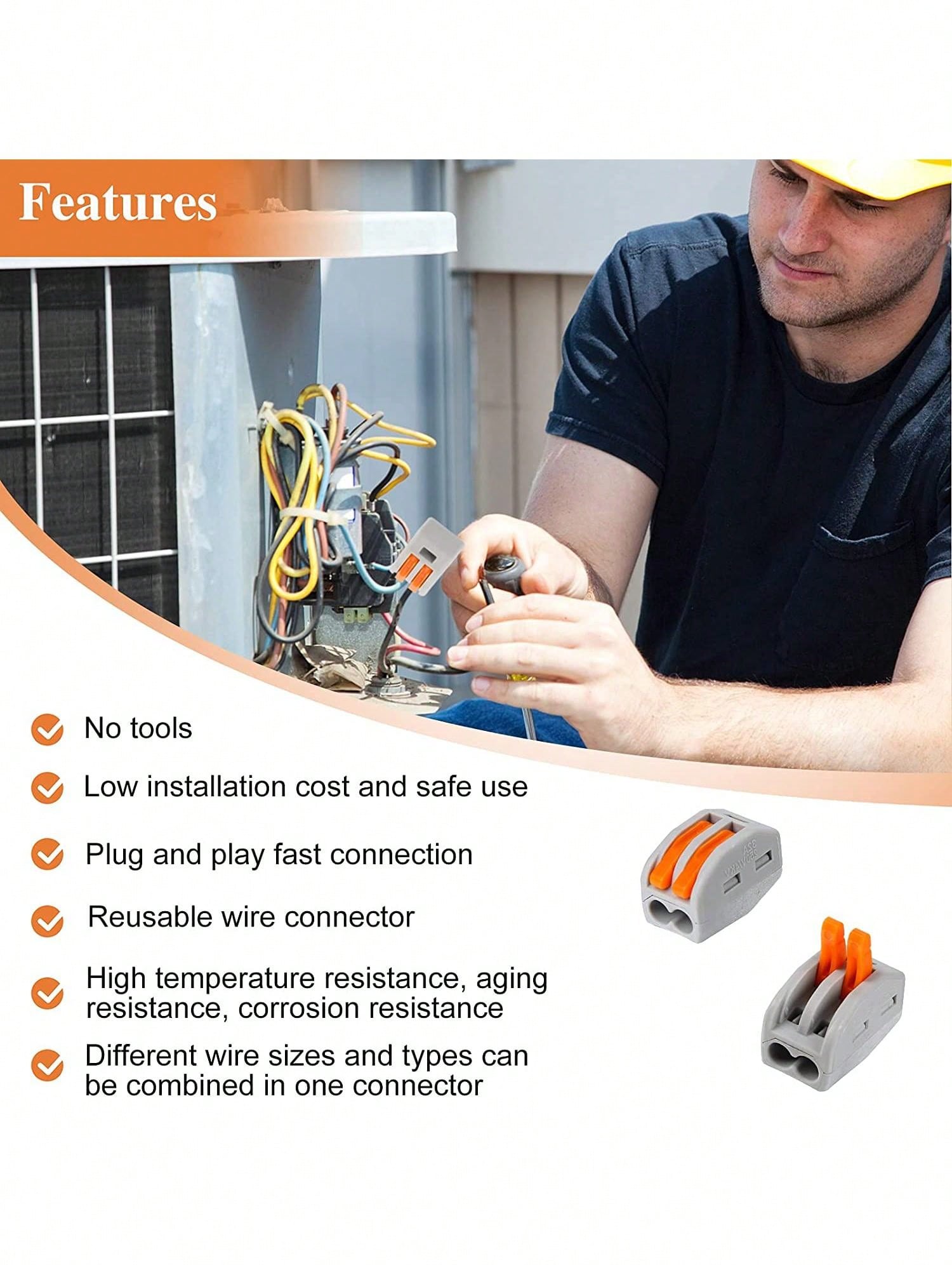 60 Lever Style Wire Connectors, Compact Splice Wire Connector Push-in ...