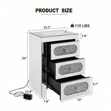 COSVALVE Silver Nightstand, Mirrored End Table With Wireless/USB/Type C ...