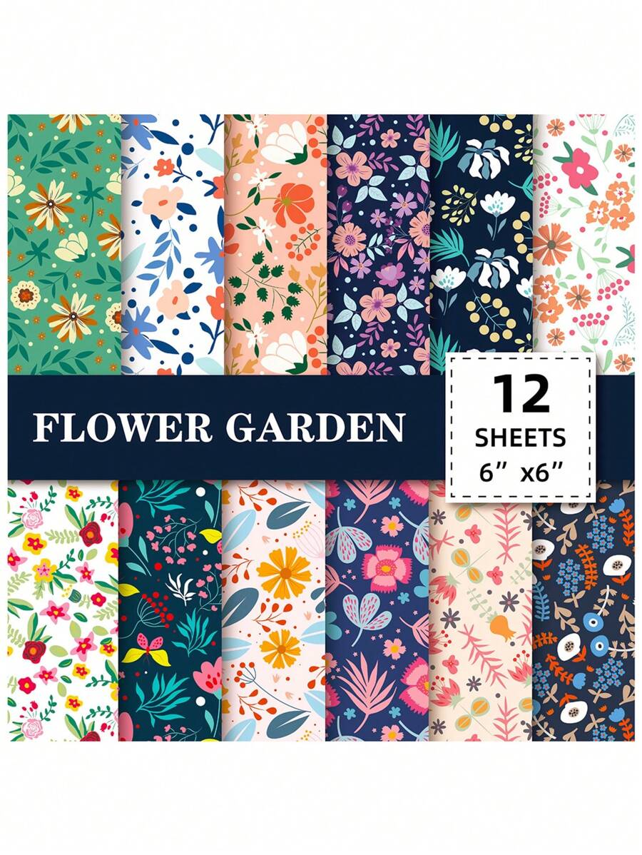 Finego 12 Sheets Watercolor Floral Scrapbook Paper, Single-Sided ...