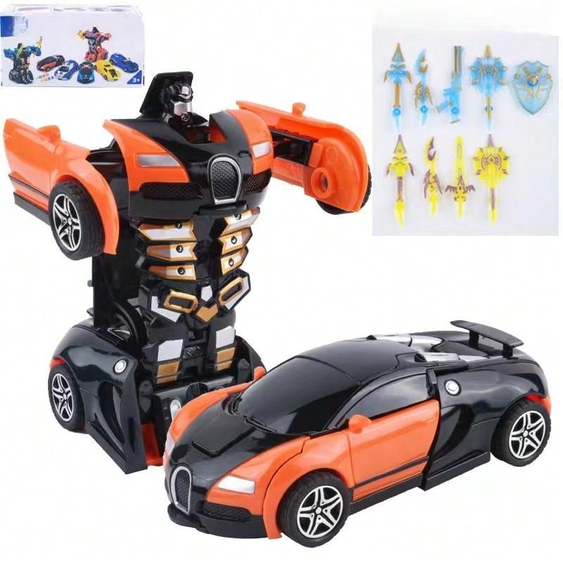Children's Deformable Car Toy, Impact Inertia One-click Deformation ...