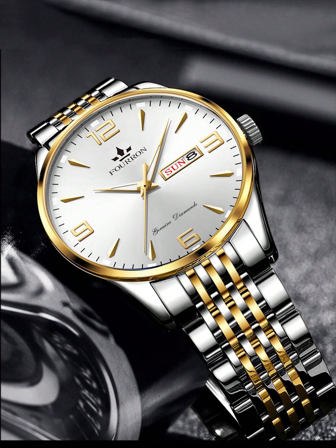 Reloj De Cuarzo Simple De Moda Fourron, Reloj De Acero Inoxidable Con Calendario Luminiscente ...