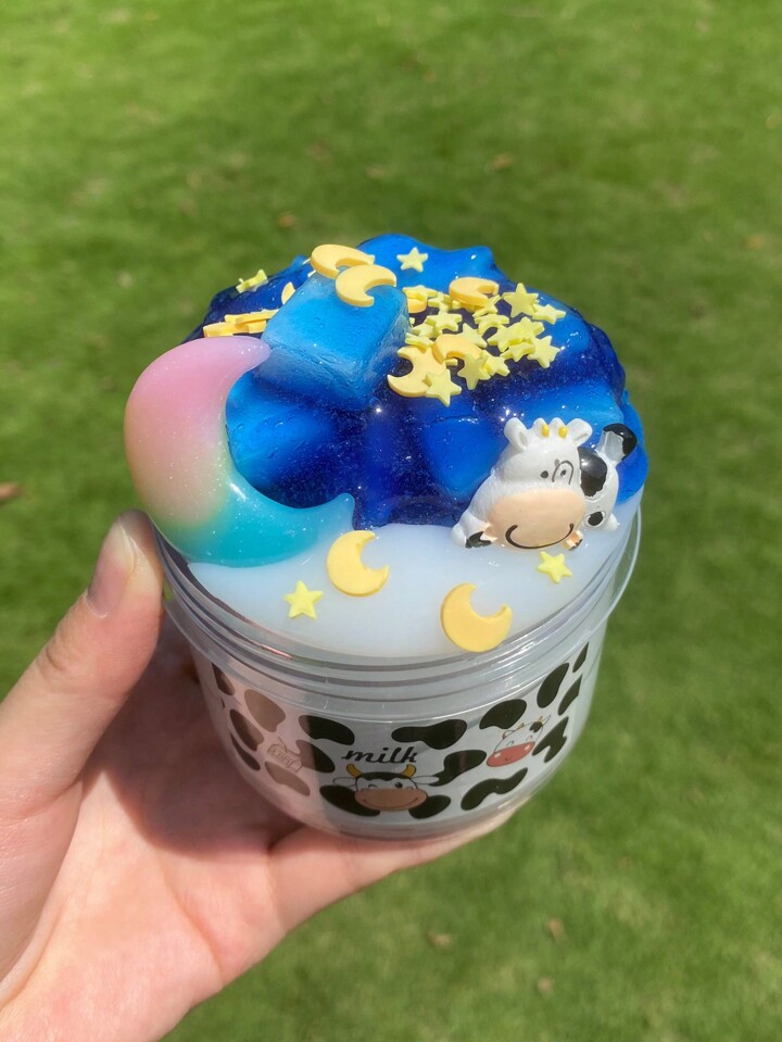1 Set Blue Starry Sky Diy Slime Kit With 270ml Kung Fu Cow Decorations ...