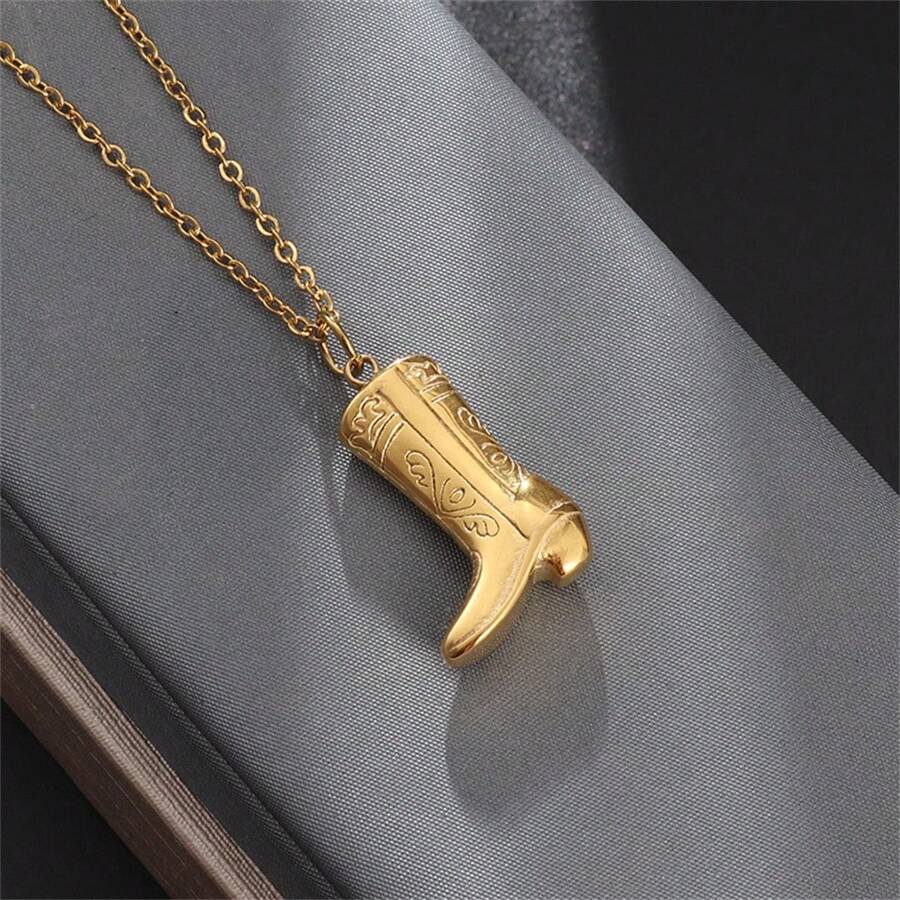 Stylish Western Cowboy Boot Pendant Necklace For Women, Punk Style ...