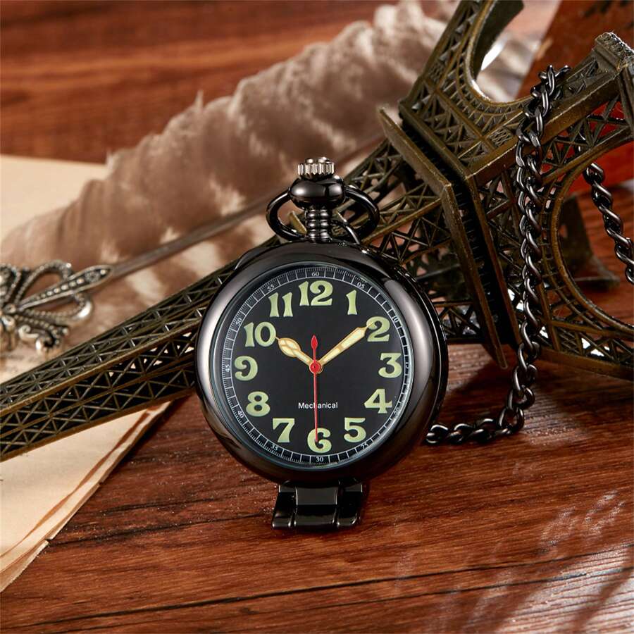 Vintage Luminous Round Shaped Quartz Pocket Watch With Glossy Alloy ...