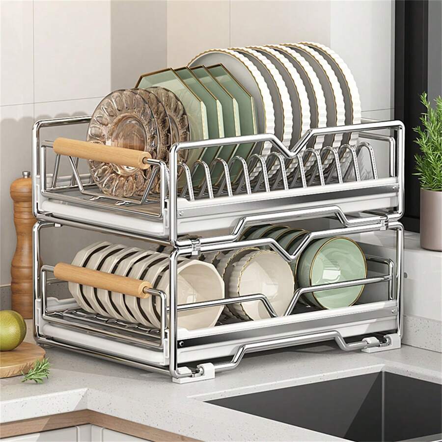 Stainless Steel Bowl & Dish Storage Rack, Kitchen Cabinet Base Unit ...