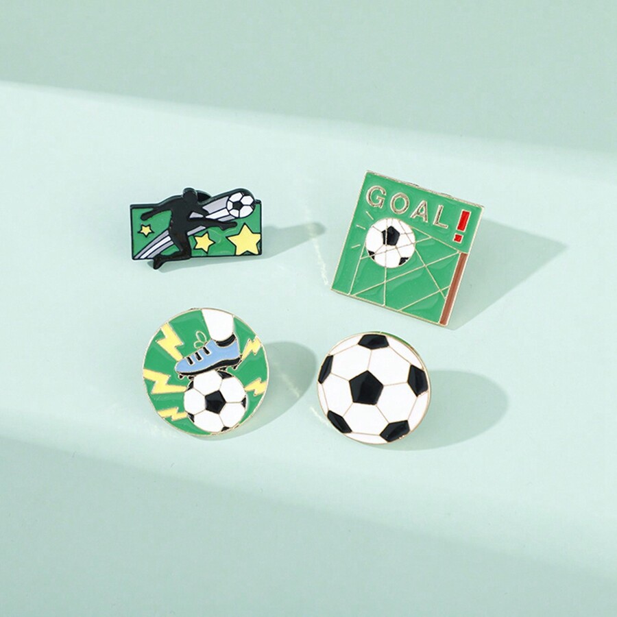 Football Brooch, Sports Themed Badge, Cute Cartoon Goal Scoring Design ...