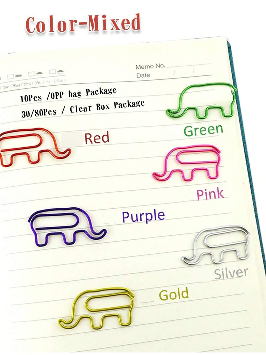Animal Paperclip Cute Elephant Paper Clips, Assorted Colors Lovely ...