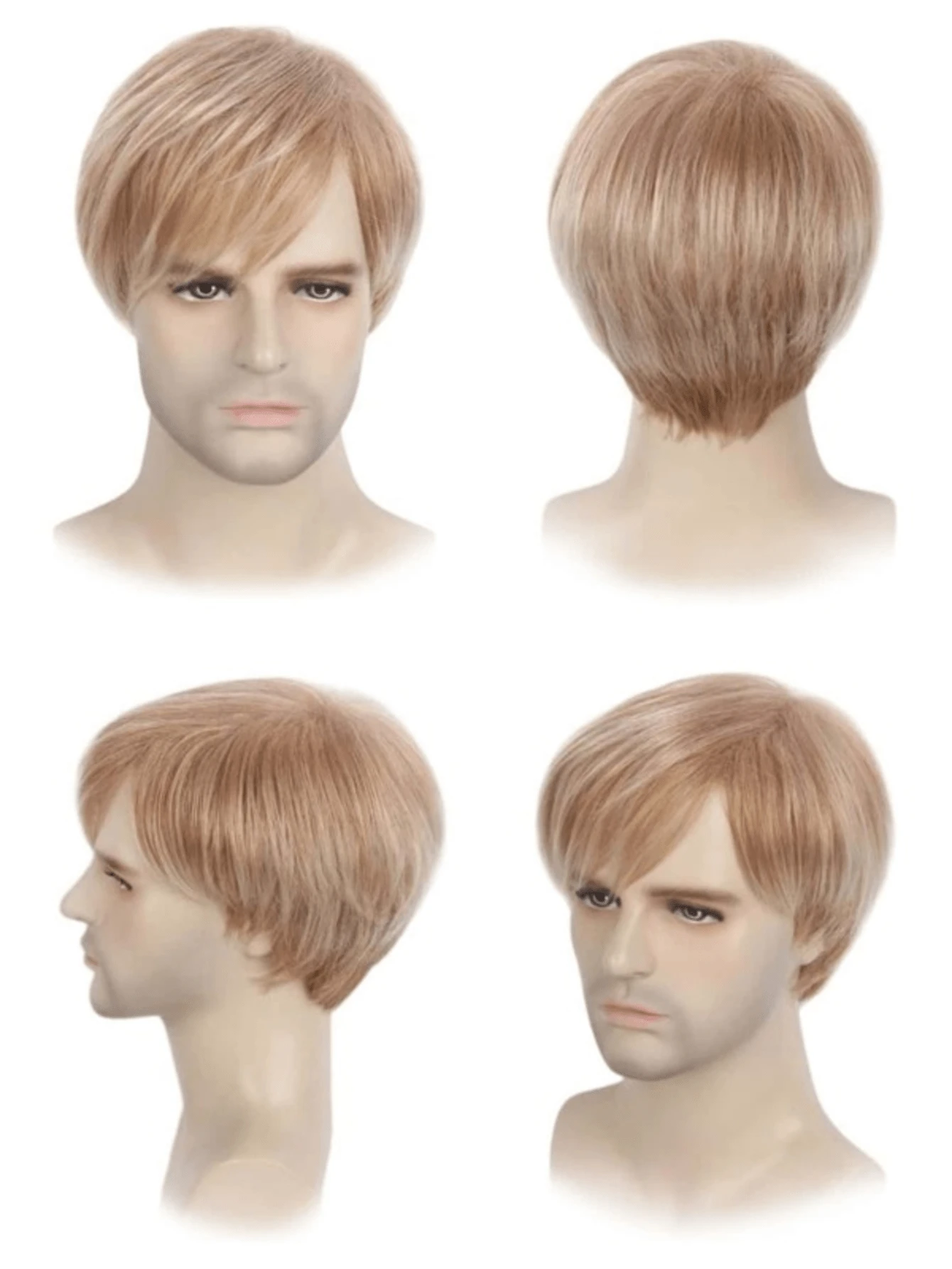 12inch Men Wig Short Blonde Golden Straight Handsome Synthetic Hair ...