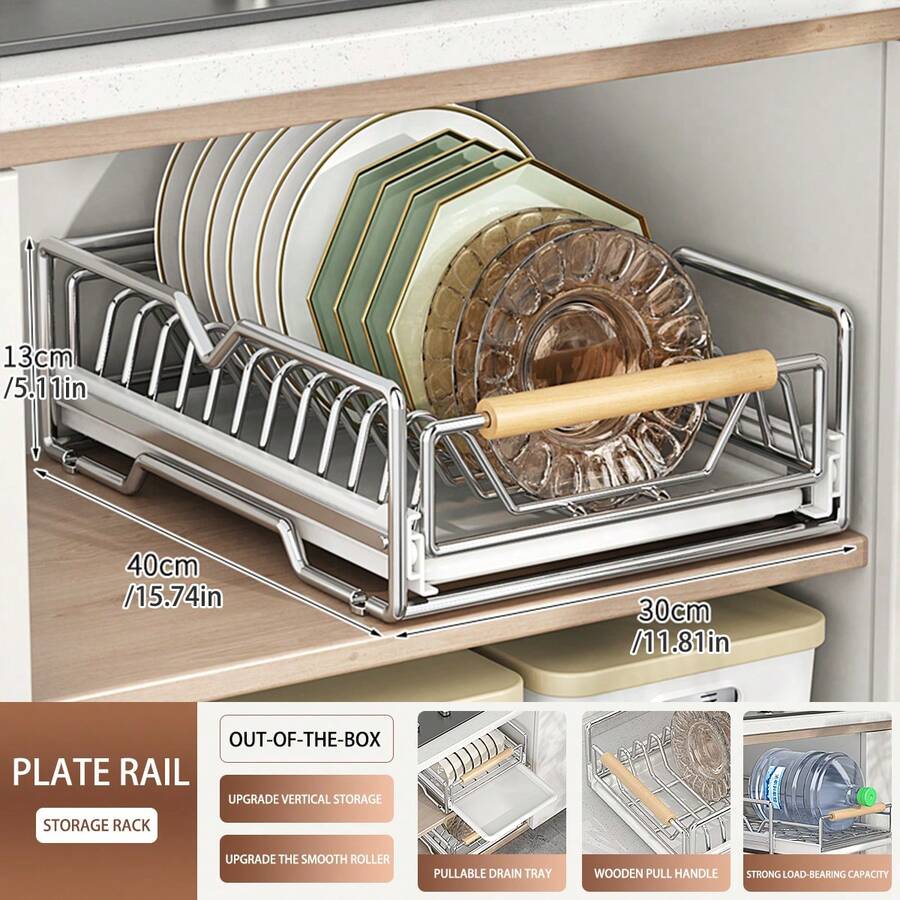 Stainless Steel Bowl & Dish Storage Rack, Kitchen Cabinet Base Unit ...