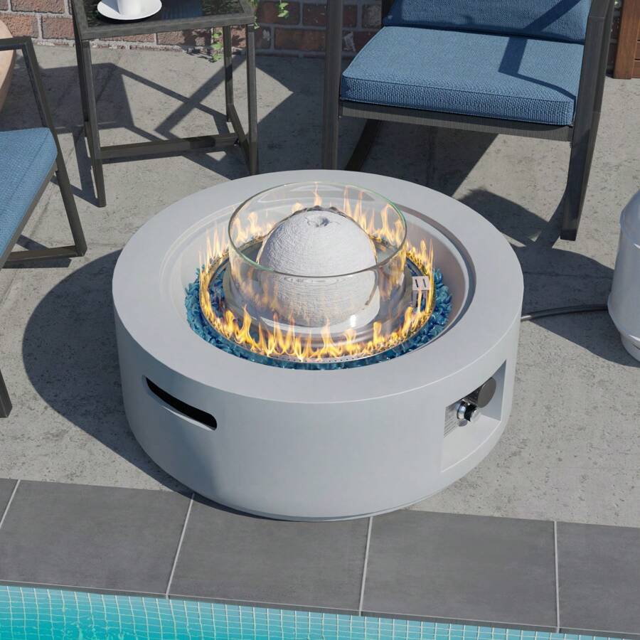 SUNBURY Outdoor 29 Inch Propane Fire Pit Table, Round Gas Fire Pit ...