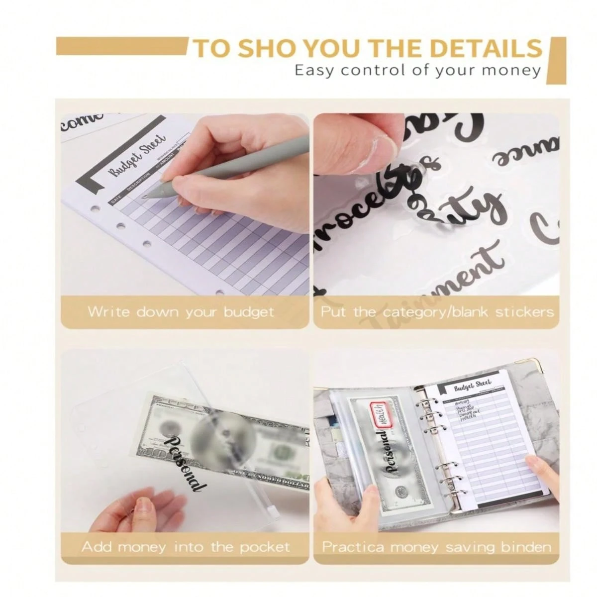 Budget flipchart with zippered envelope, cash envelope for budgeting ...