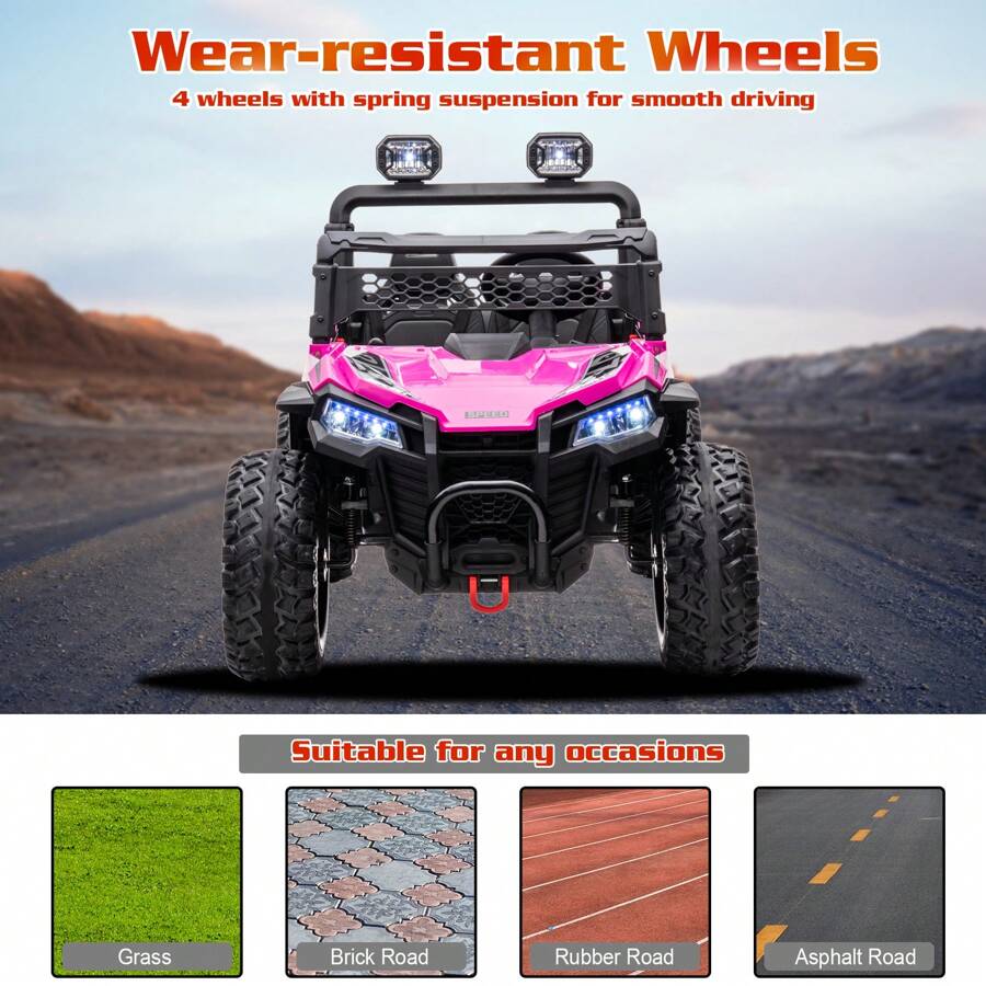 Kids UTV for Boys Girls, 24V XXL Ride on Toy for Big Kids, EVA Rubber ...