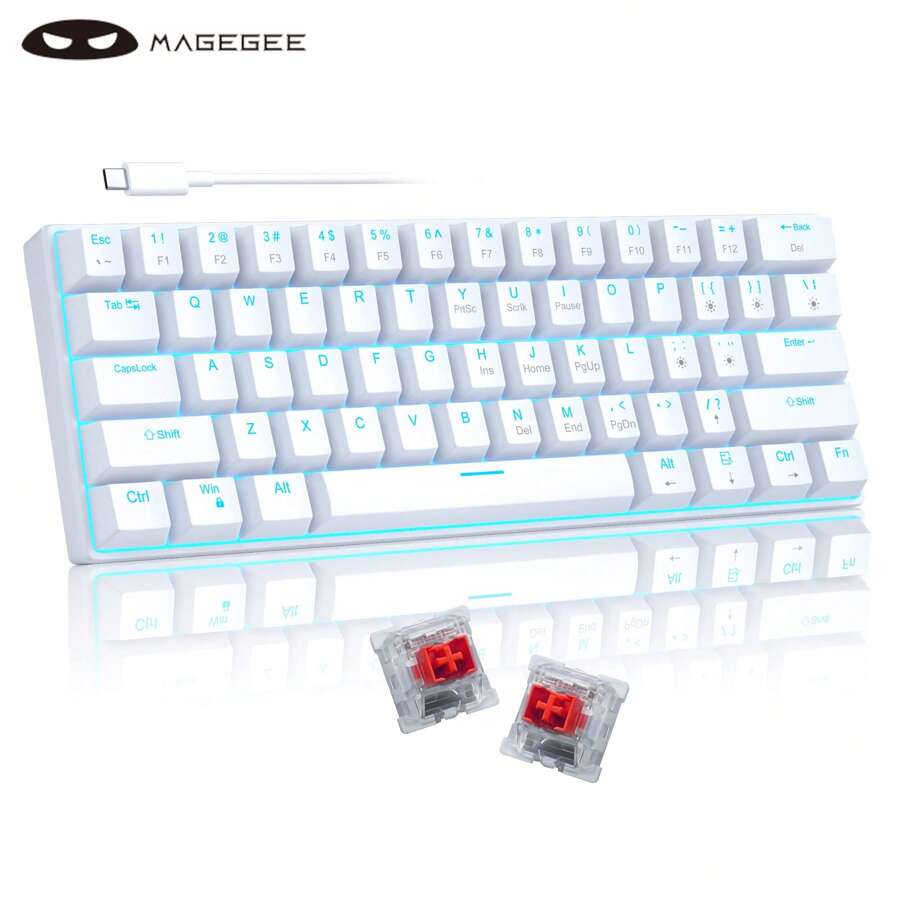 MageGee MK-Star61 Mini 60% Mechanical Keyboard 61 Keys Wired LED ...