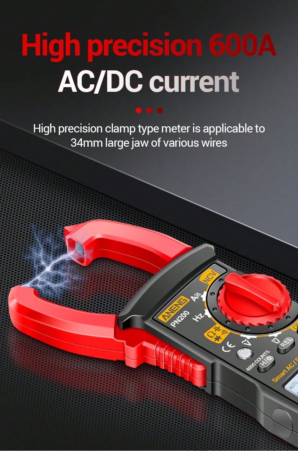 ANENG Aneng Pn200 Digitaler Klemmmessgerät Dc/ac 600a Strom 4000 ...