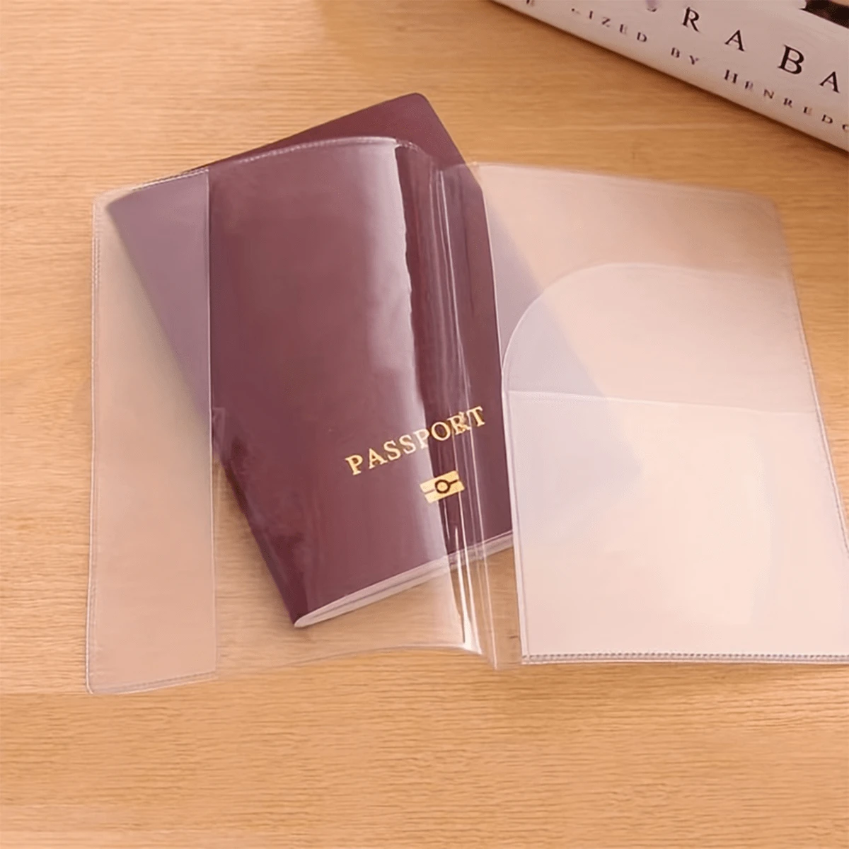 Transparent PVC Passport Protector Travel ID Card Holder Document ...
