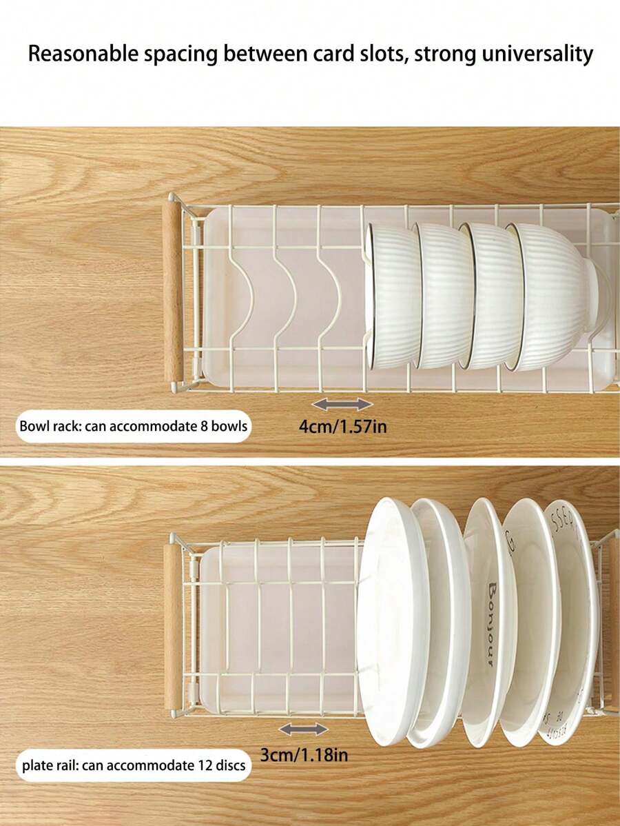 1pc Screw-Free Metal Painted Dish Rack With Drip Tray, Household ...