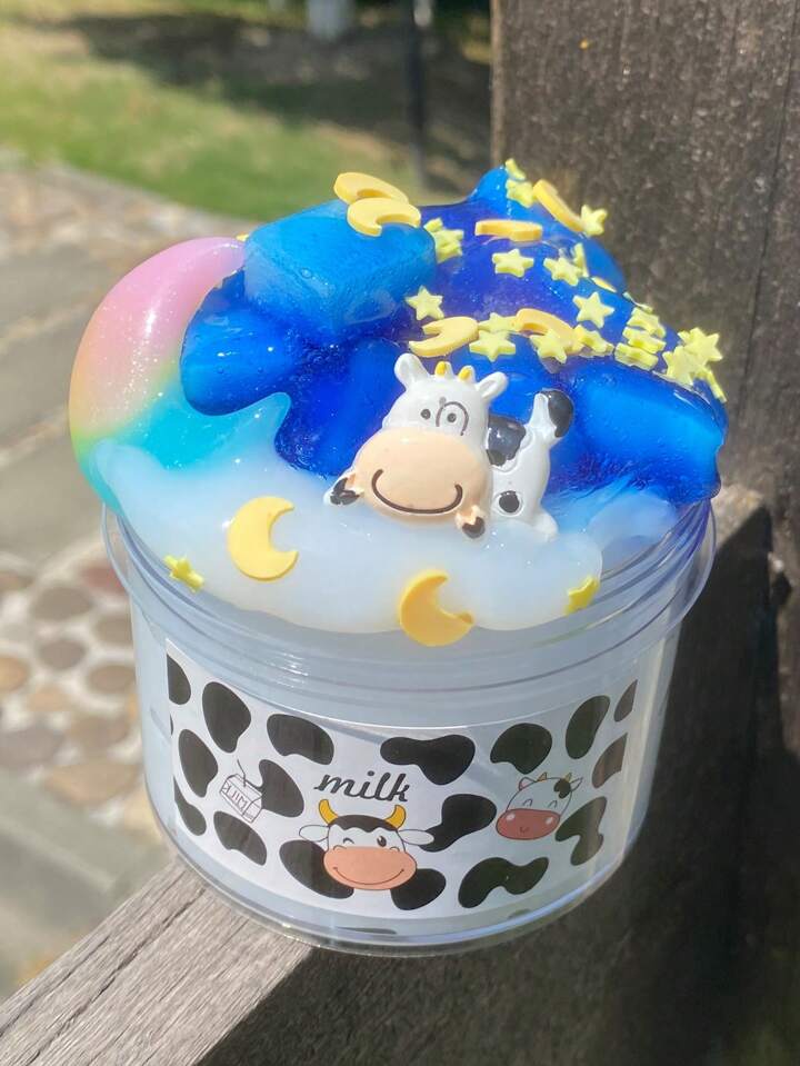 1 Set Blue Starry Sky Diy Slime Kit With 270ml Kung Fu Cow Decorations ...