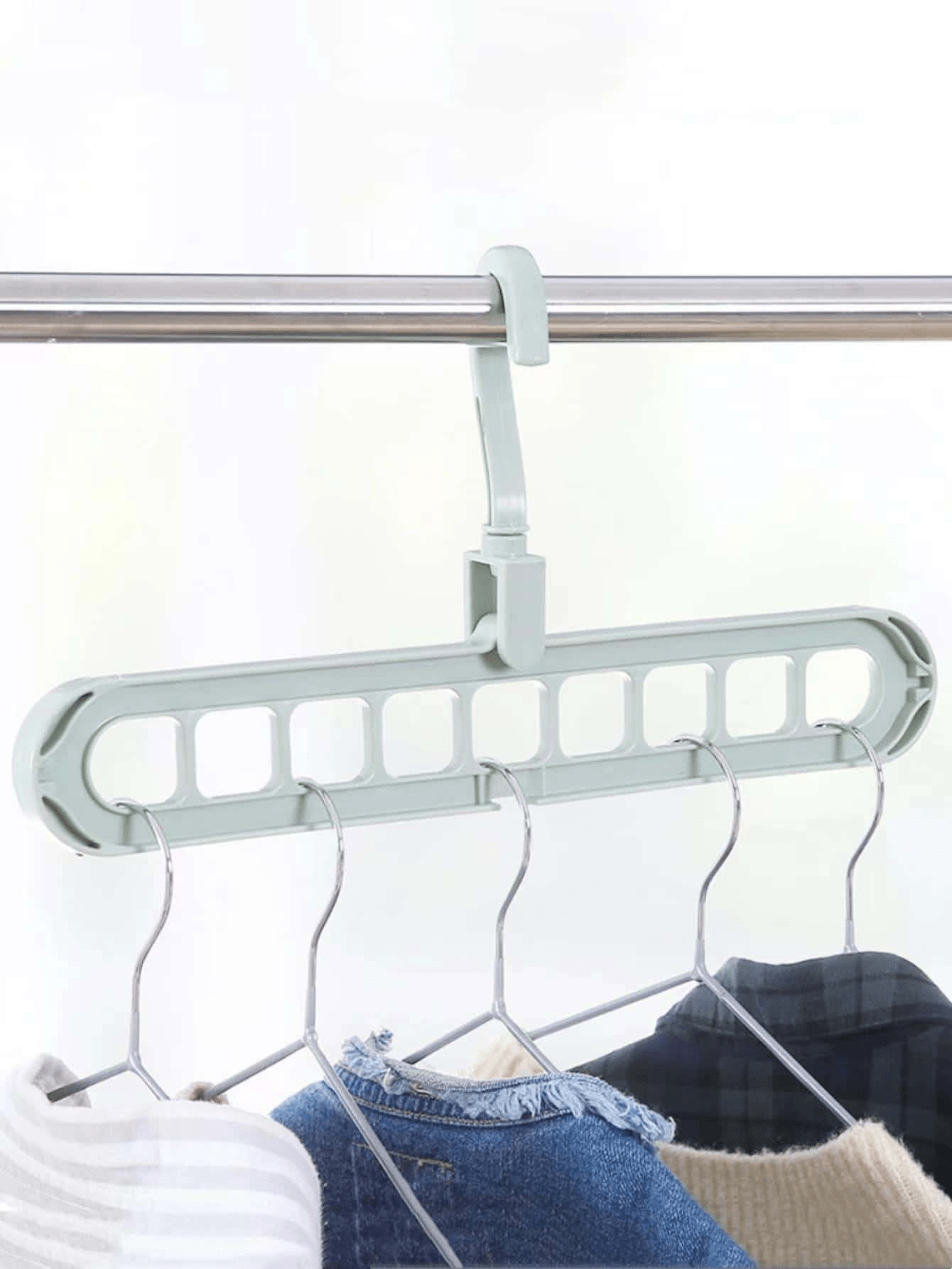 1 Nine-hole Clothes Hanger, Home Storage Clothes Support, Wardrobe ...