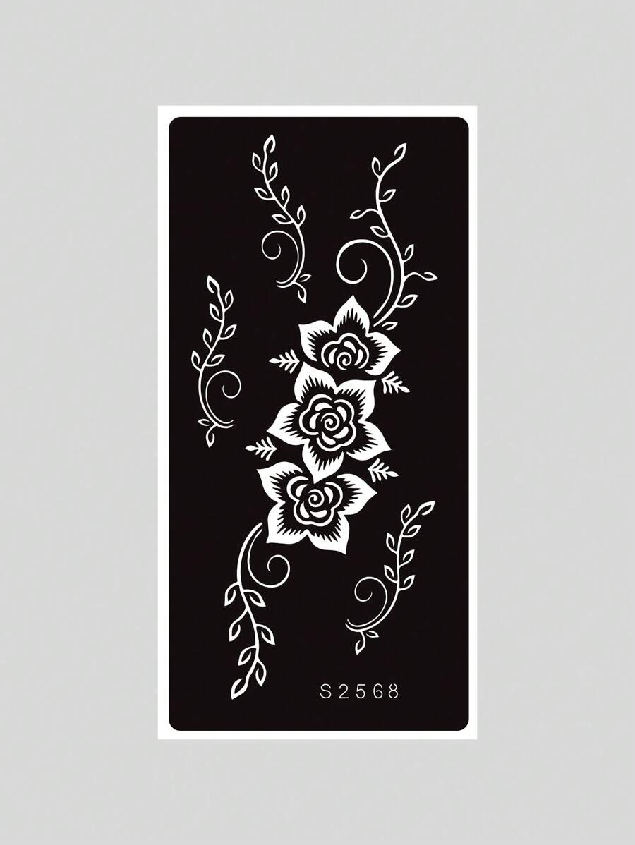 2 sheet Flower Tattoo Templates, Tattoo Stencils,Hand Temporary Tattoo ...