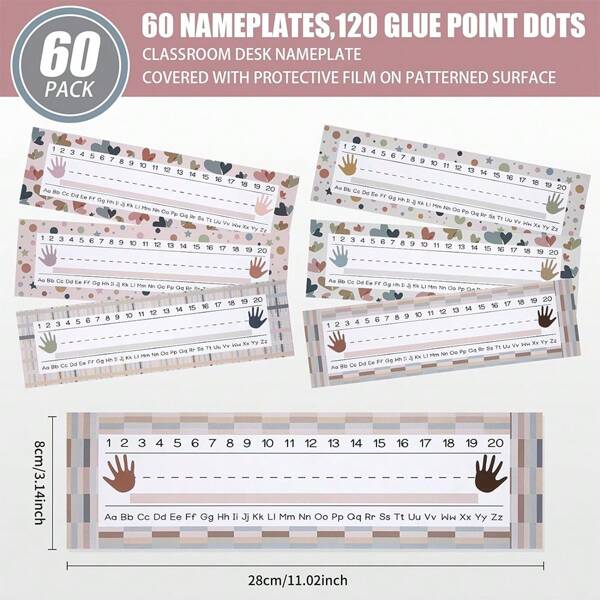 60 PCS School Name Tags Desk Name Tag Stickers School Name Labels ...
