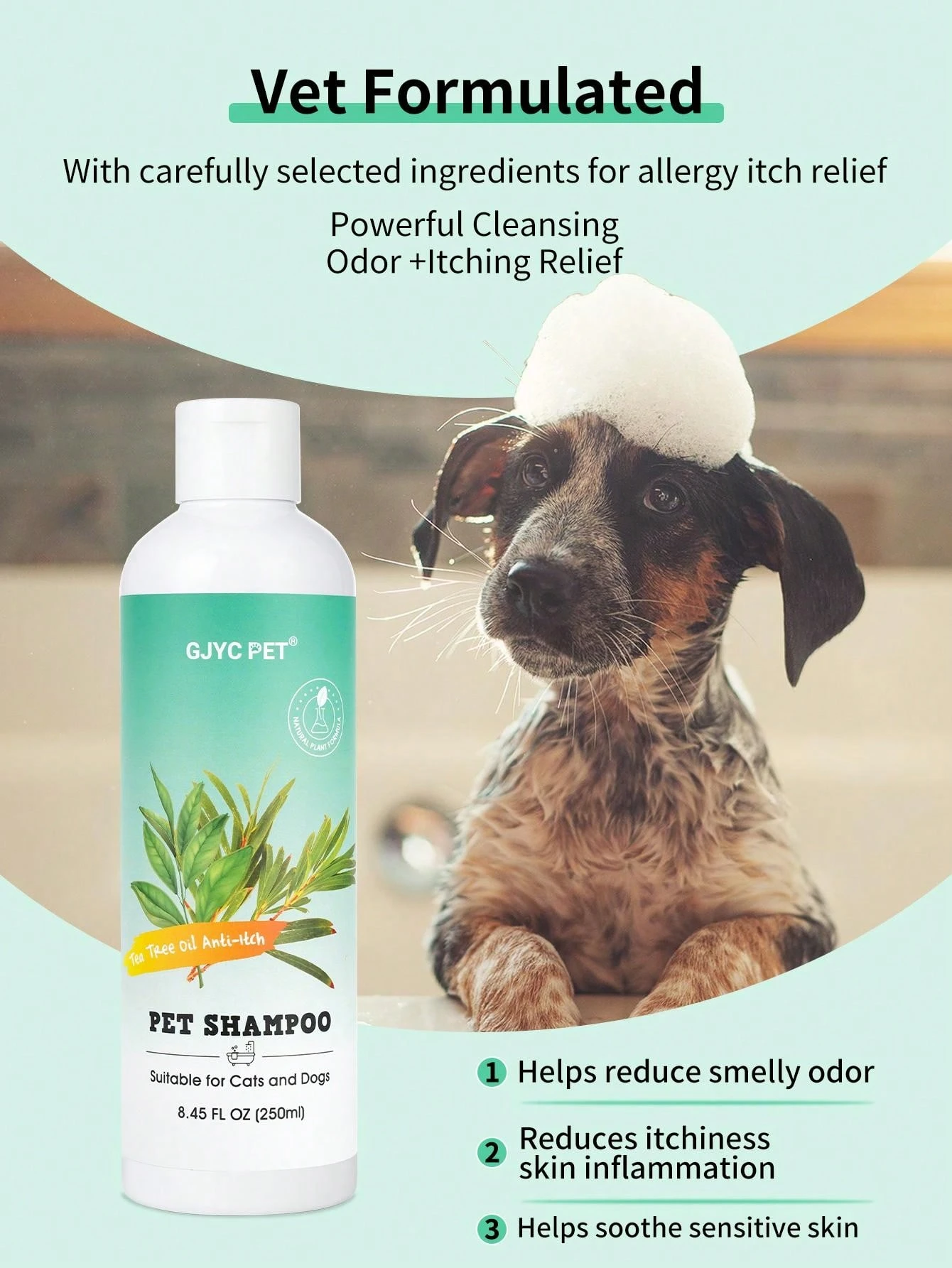 GJYC PET Tea Tree Oil Pet Shampoo 8.45 Fl. Oz. Cat And Dog Itchy Relief ...