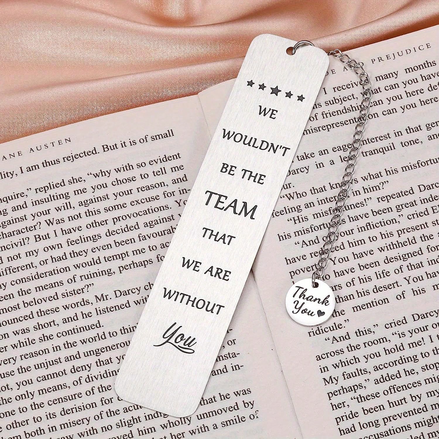 1pc Stainless Steel Lettering Slogan Bookmarks, Thank You Gifts For ...