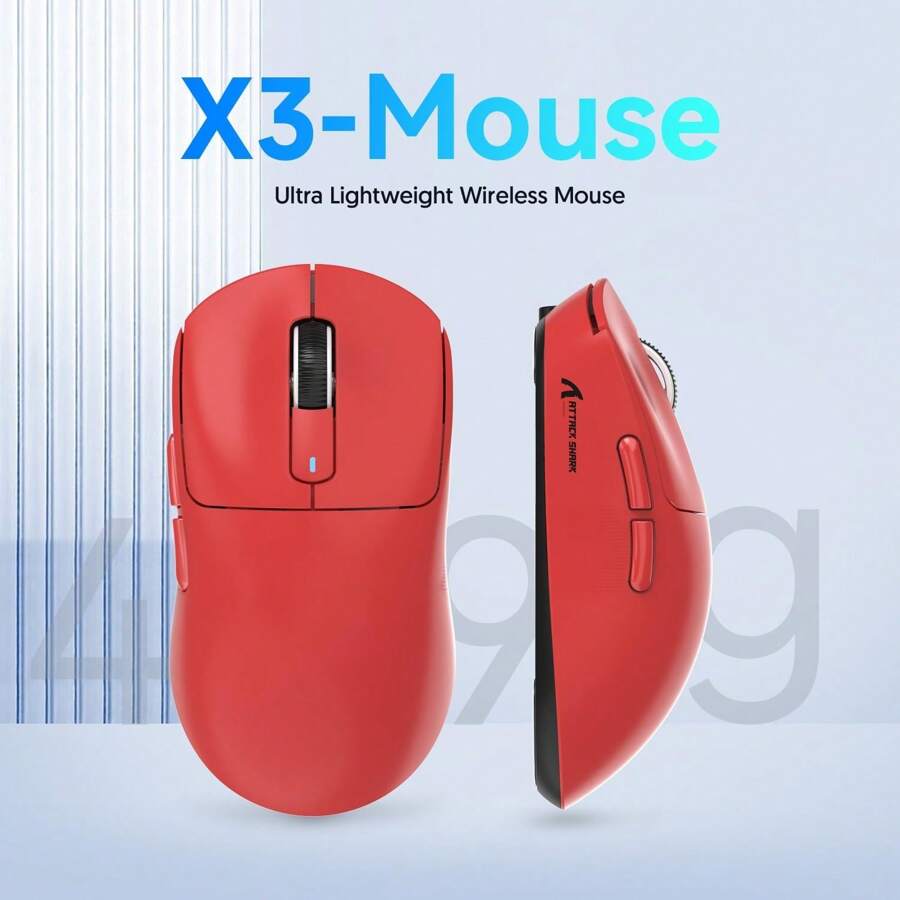 ATTACK SHARK X3 SUPERLIGHT Wireless Gaming Mouse, 49g Ultralight ...