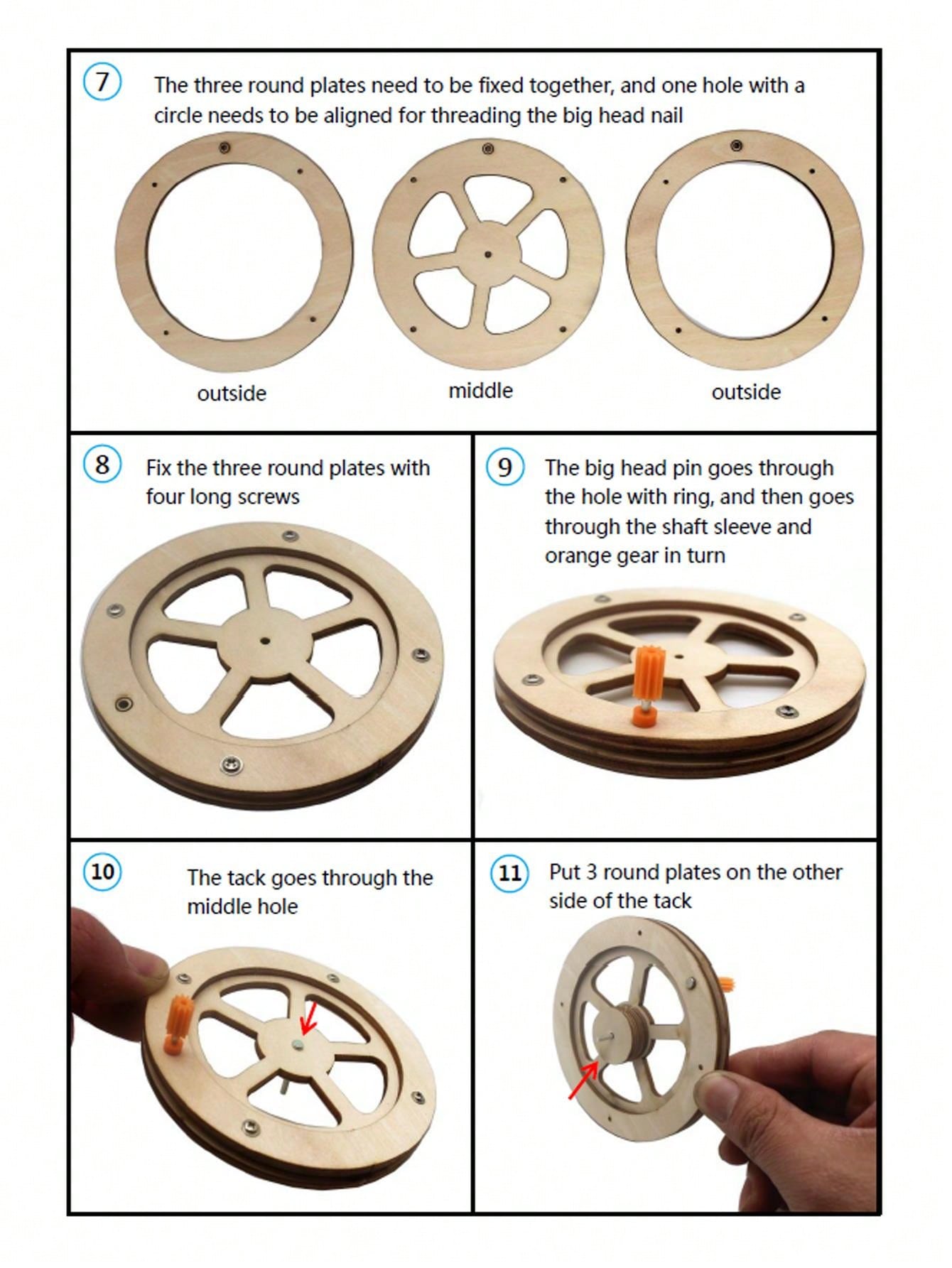 Steam Wooden Building Toy Set Hand-cranked Power Generator Science Kit ...