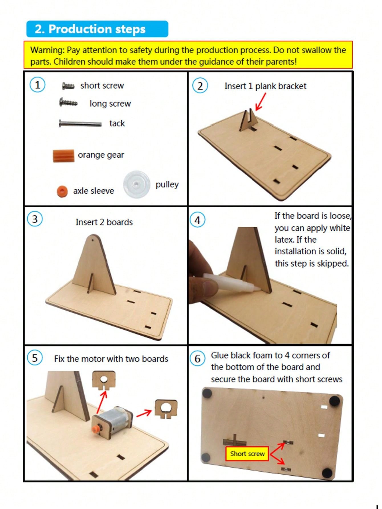 Steam Wooden Building Toy Set Hand-cranked Power Generator Science Kit ...