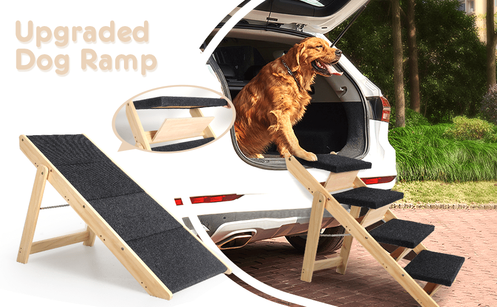 Pet Stairs/Steps, Wooden Dogs Steps for High Beds, Sofas, Couch, Cars ...
