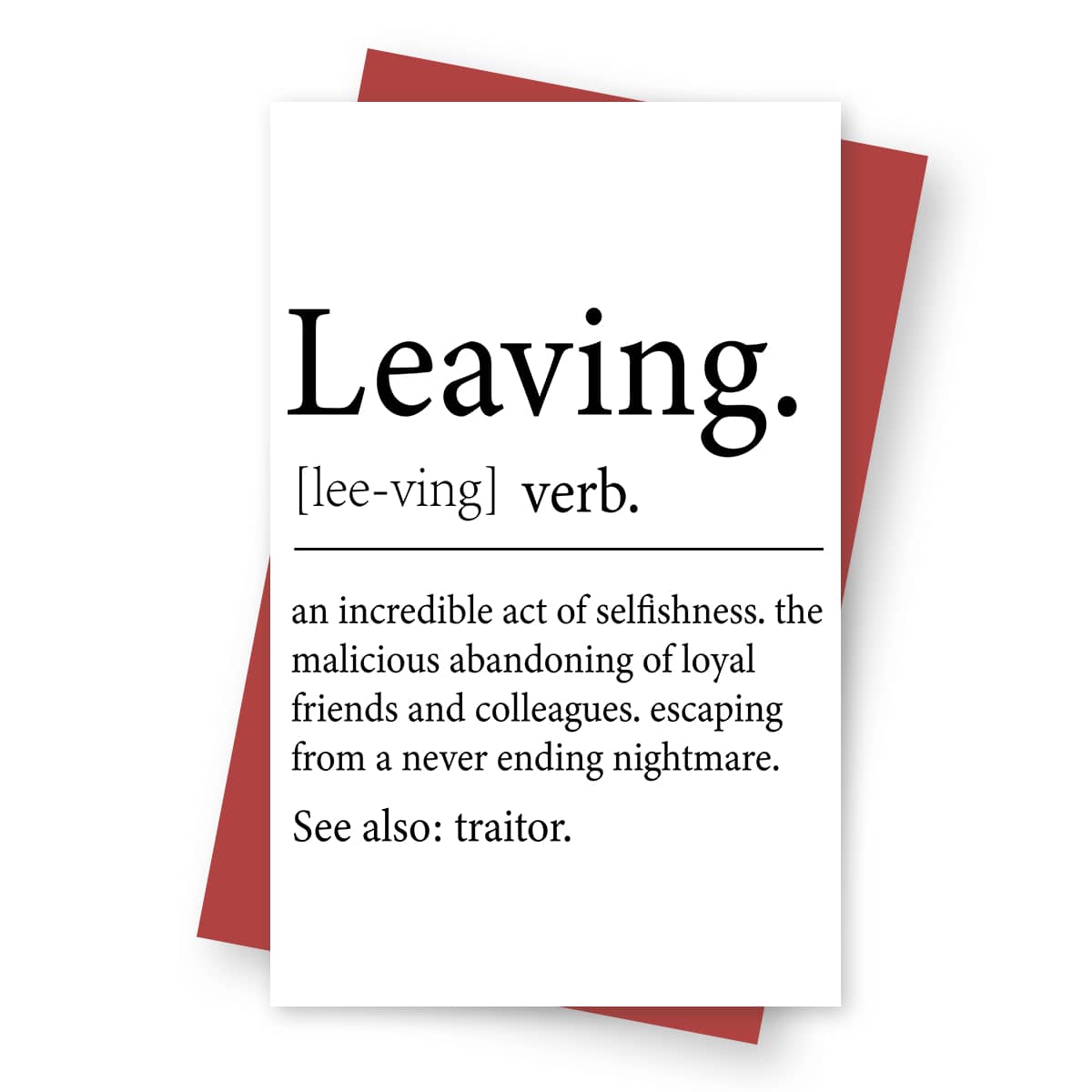 1 Pc Funny Going Away Card for Coworker Boss, Leaving Definition Card ...