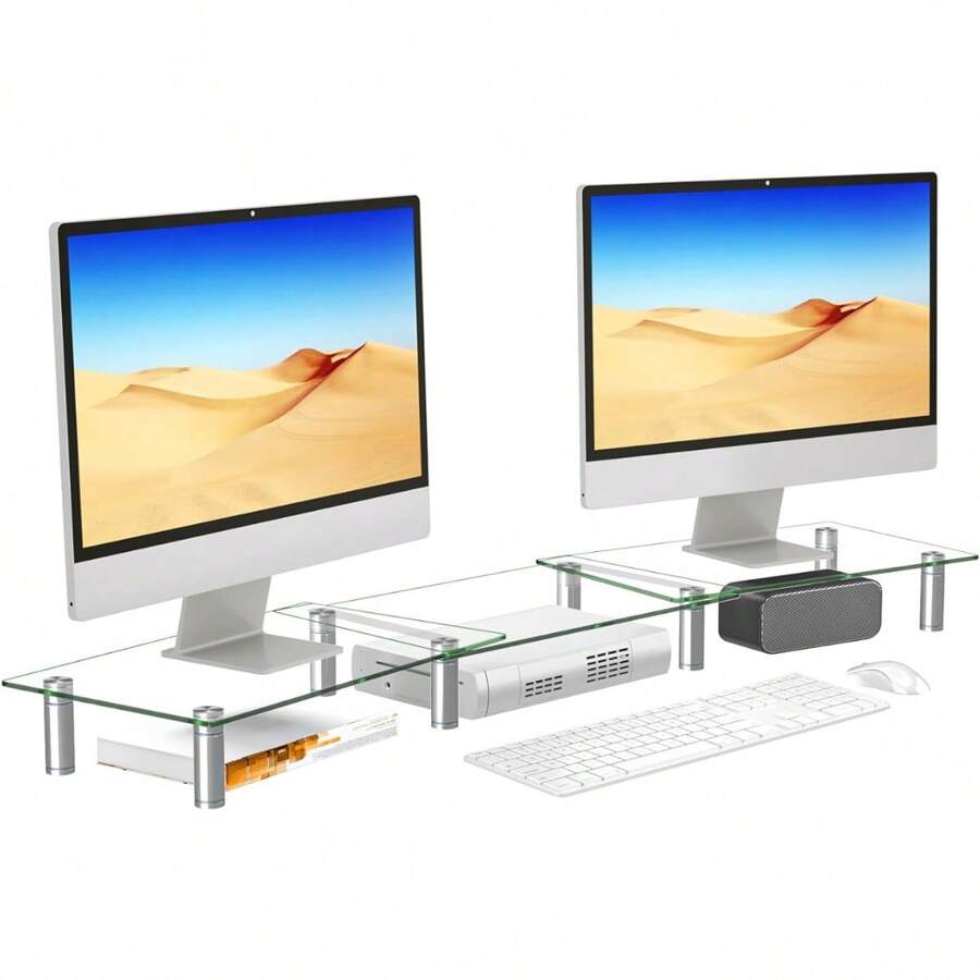 Dual Monitor Stand, Computer Monitor Stand Adjustable Length and Angle ...