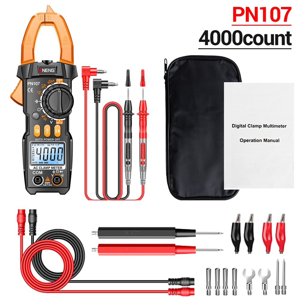 ANENG PN107 Aoto Digital Clamp Meter CAT II 600V AC/DC Voltage ...