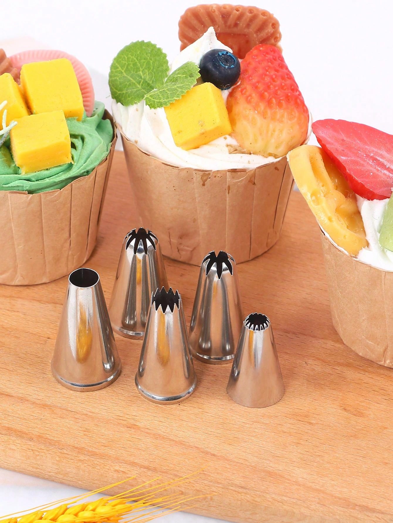 5 Pcs/Set Large Piping Tips Set,Stainless Steel Frosting Piping Kit ...