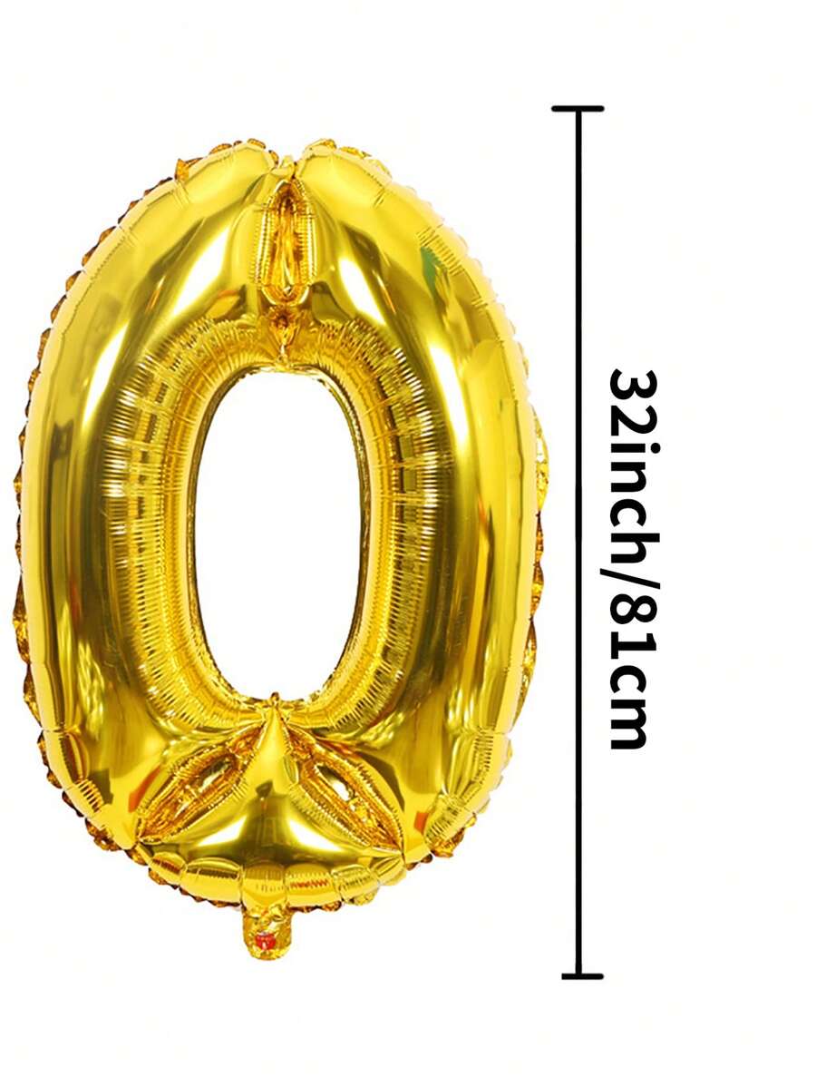 32 Inch Big Gold 1 Balloon Number Large Foil Helium Number Balloons 0-9 ...