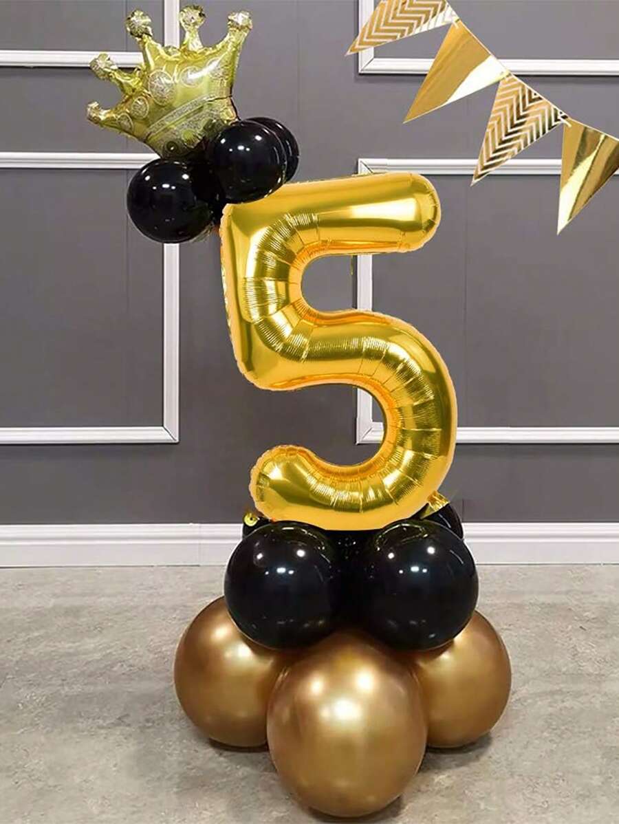 32 Inch Big Gold 1 Balloon Number Large Foil Helium Number Balloons 0-9 ...