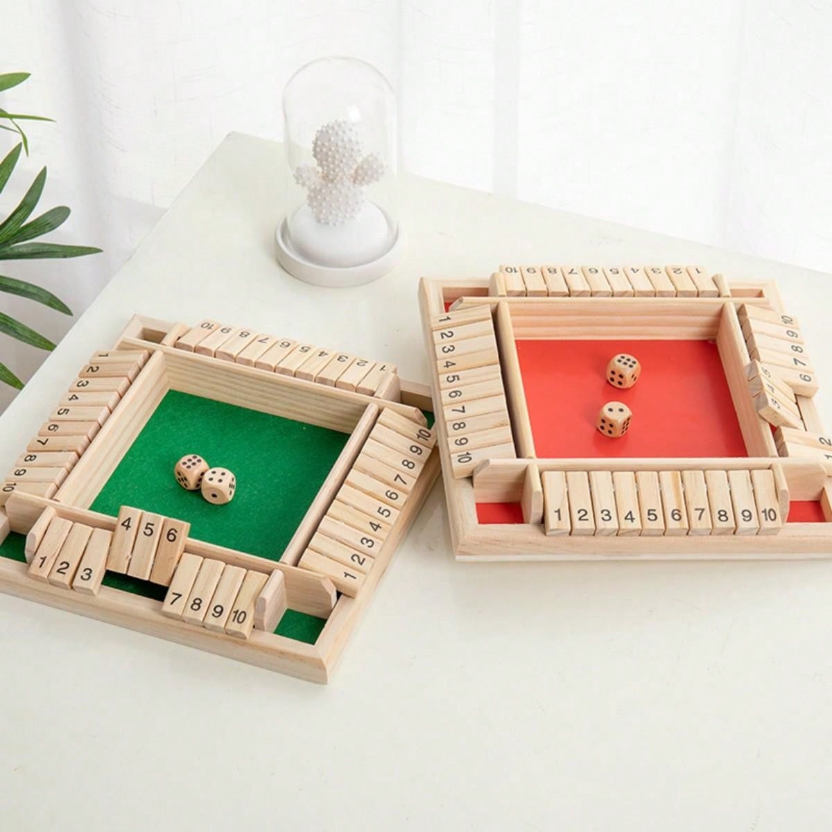 1-4 Players Shut The Box Dice Game, Classic 4 Sided Wooden Board Game ...