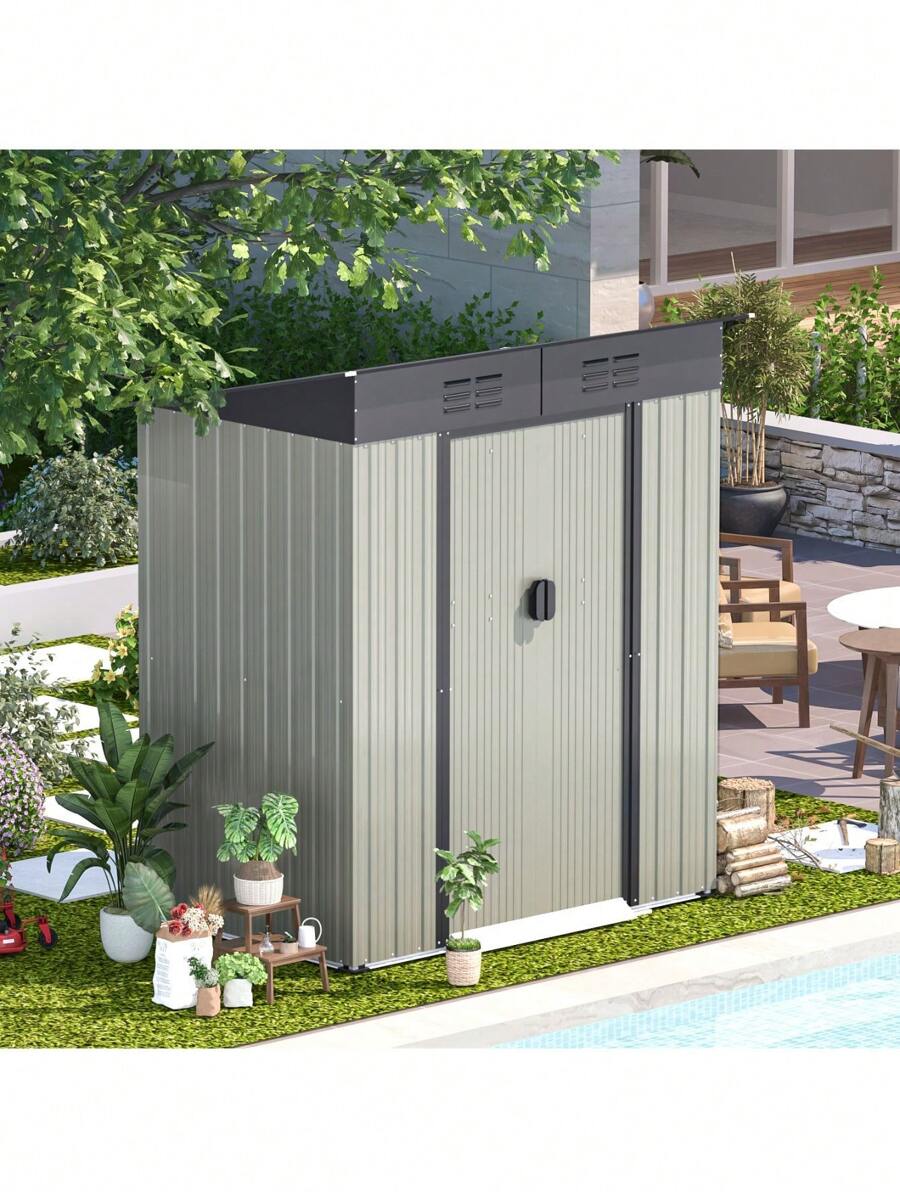 YODOLLA 5 x 3 Ft Shed Small Outdoor Storage Tool Shed (Sliding Door ...